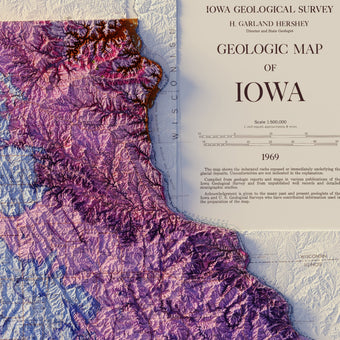 Iowa Relief Maps | Hydrological & Elevation Map Prints – Muir Way
