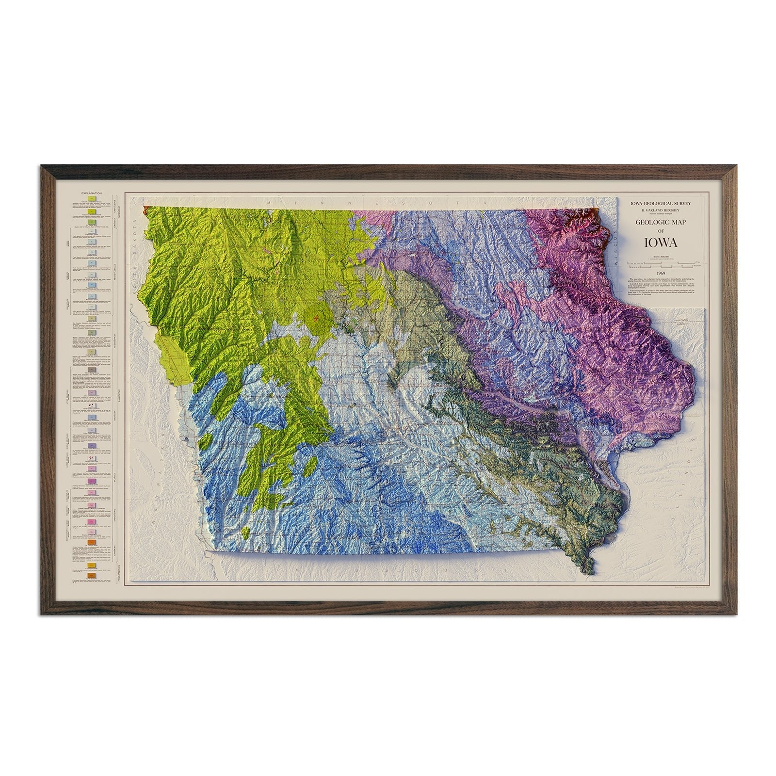 Shop Iowa Relief Maps | Hydrological & Elevation Map Prints - Muir Way