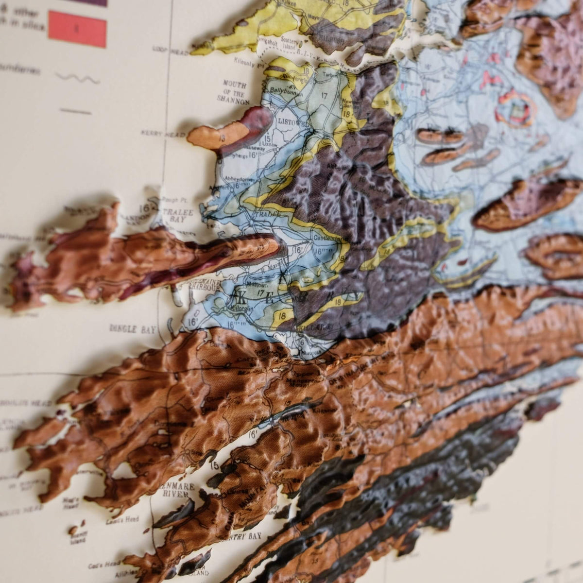Beautiful Raised Relief 3D Map of Ireland from 1962 | Muir Way