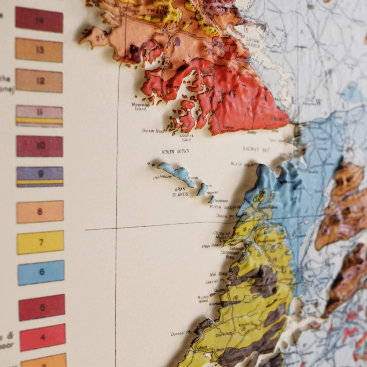 Beautiful Raised Relief 3D Map of Ireland from 1962 | Muir Way