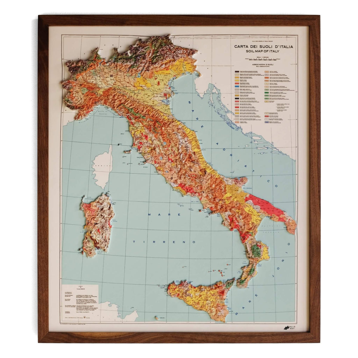 Beautiful Raised Relief 3D Map of Italy from 1966 | Muir Way