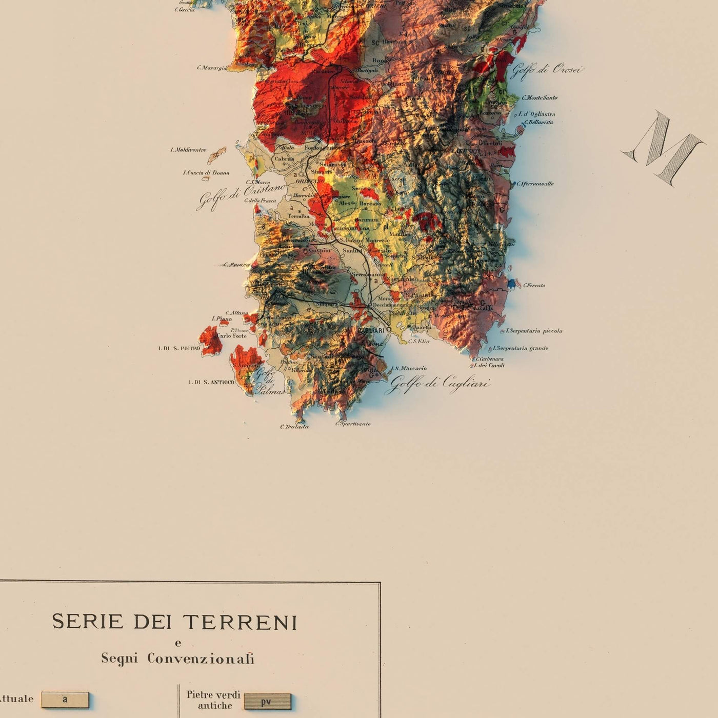 Italy 1881 Shaded Relief Map | 3D Vintage Topographic Art – Muir Way
