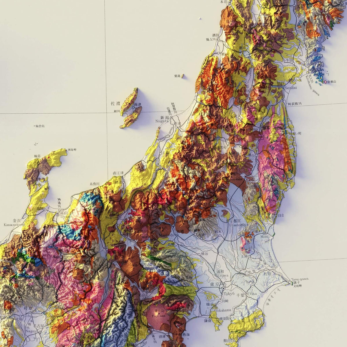 Japan 1956 Shaded Relief Map - Muir Way