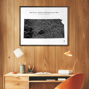 Kansas Hydrology Series Map | Map of rivers, streams & more – Muir Way