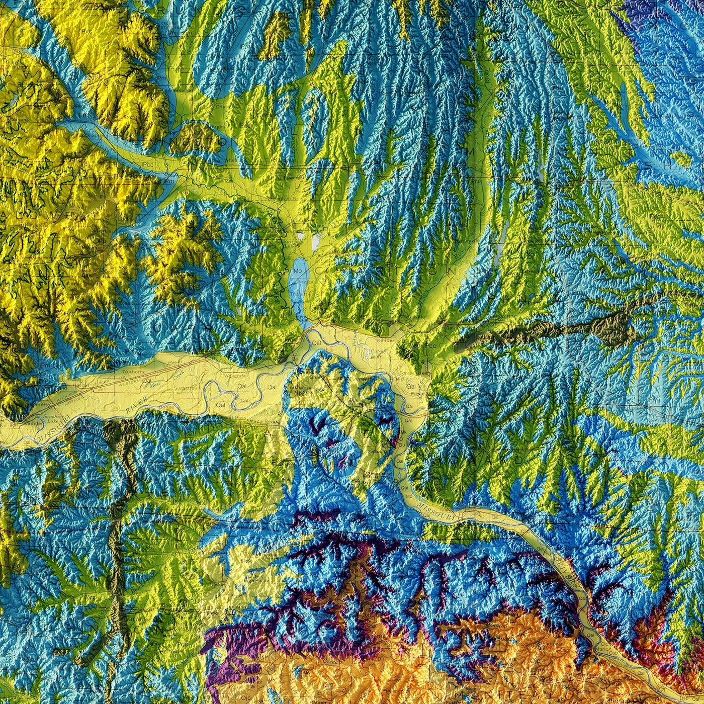 Vintage Missouri Relief Map (1979) | Muir Way