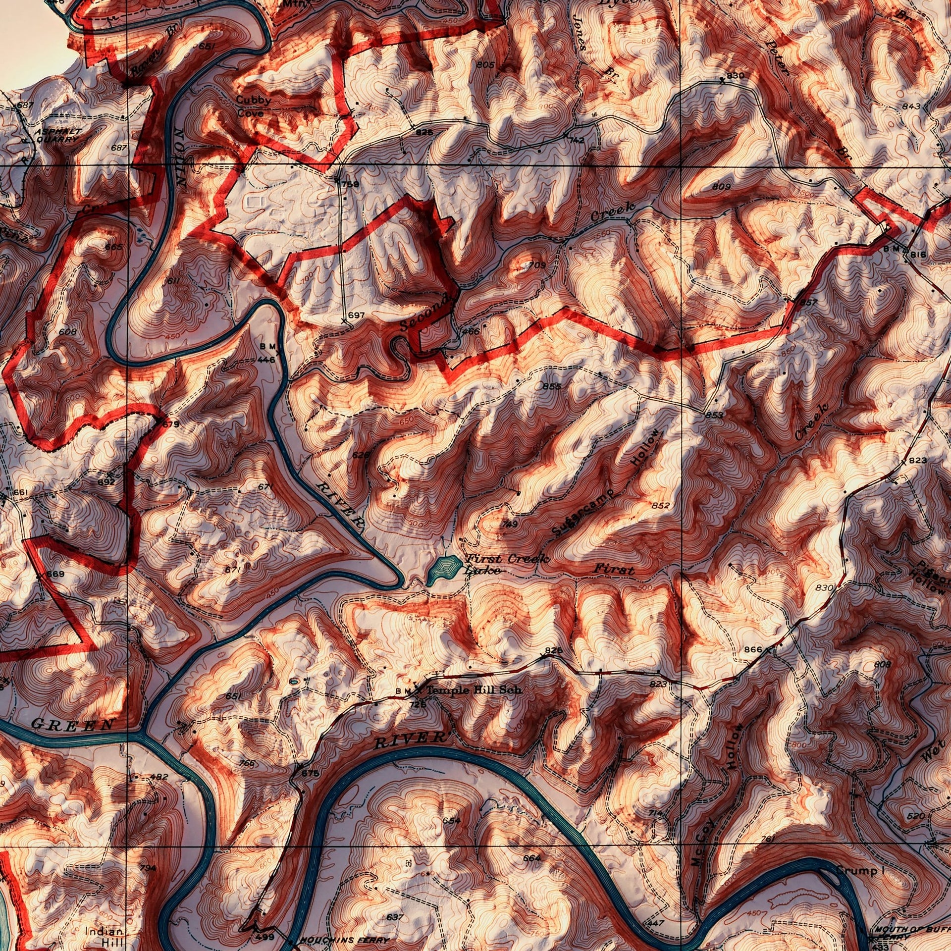 Vintage Mammoth Cave Map - Relief Map (1930) | Muir Way