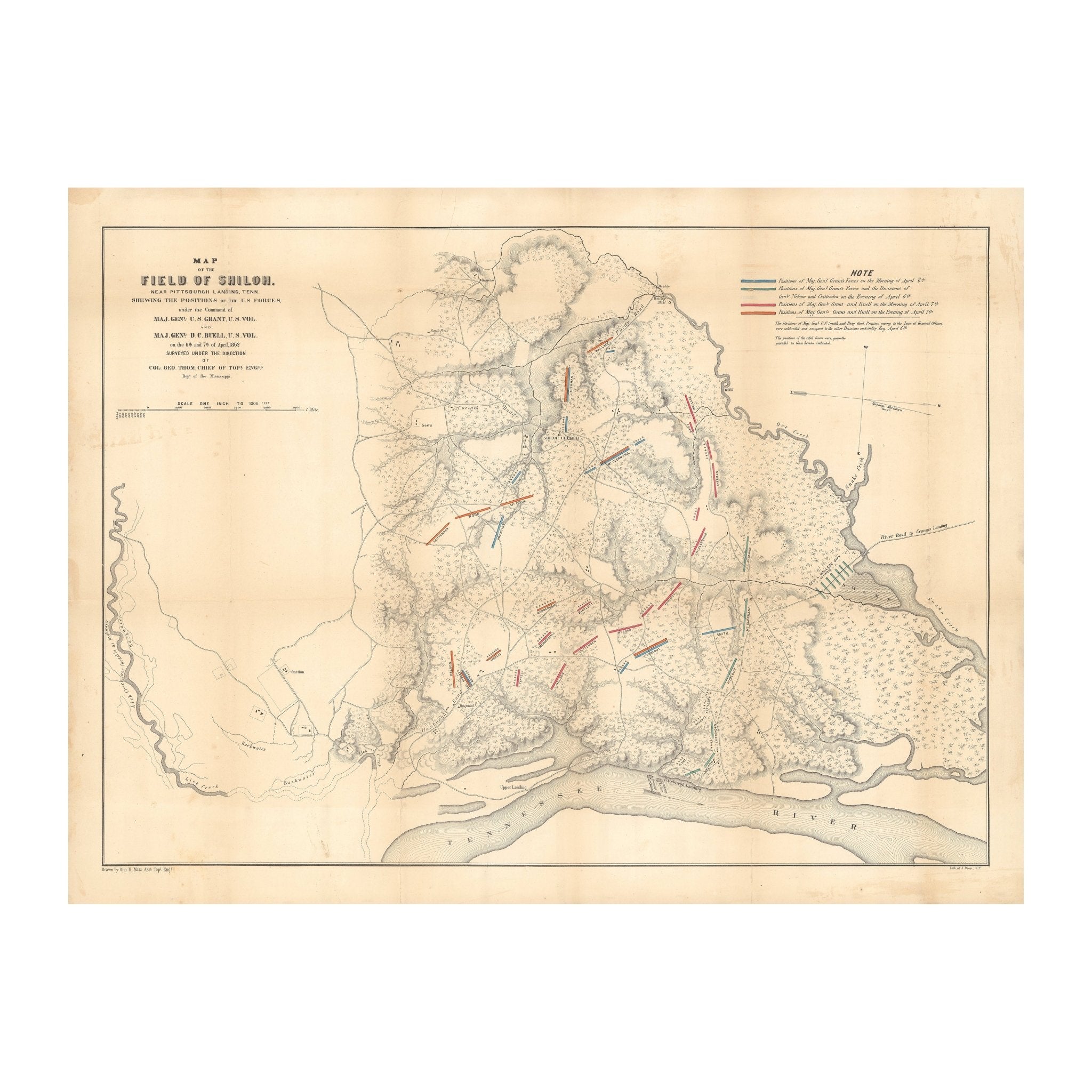 Field of Shiloh US Civil War Battle Map Print from 1862 – Muir Way