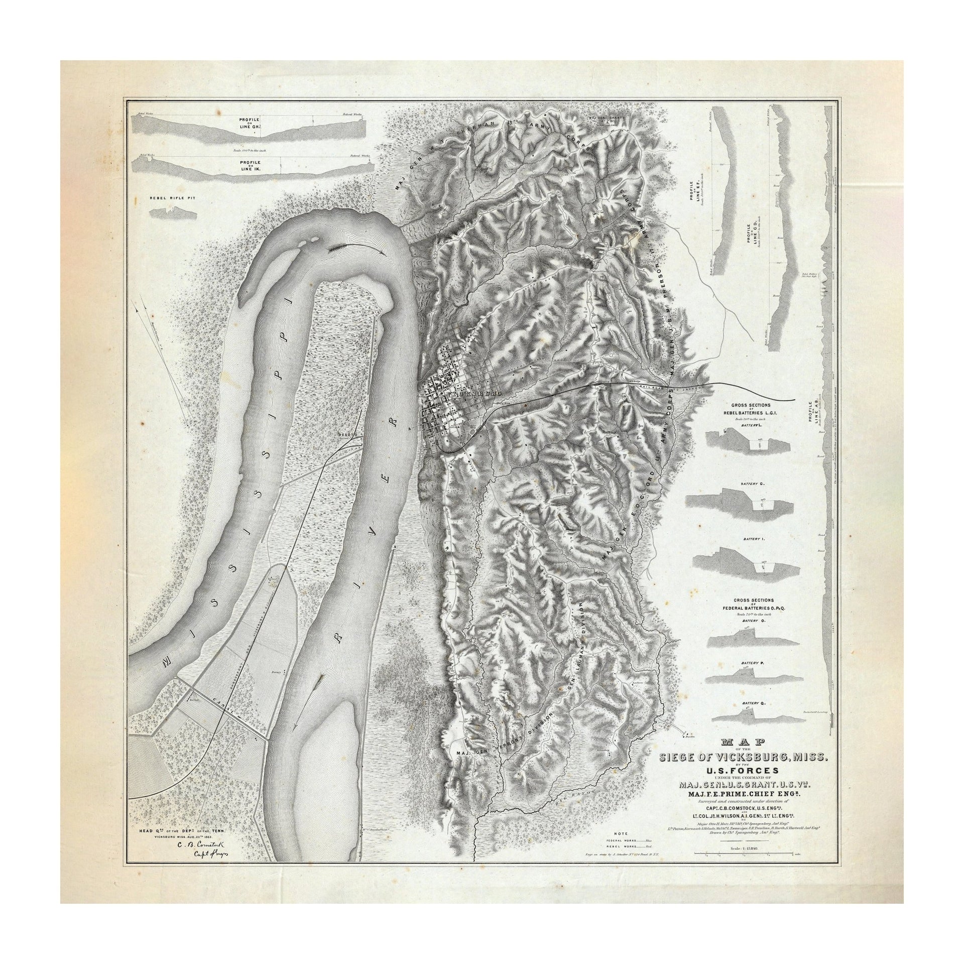 Siege of Vicksburg Map Print | Civil War Maps from Muir Way