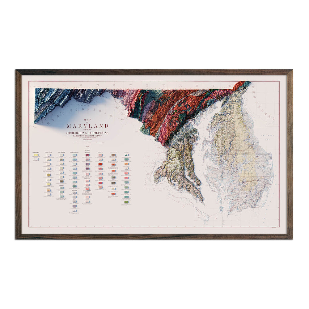 Maryland Relief Maps | Hydrological & Elevation Map Prints - Muir Way