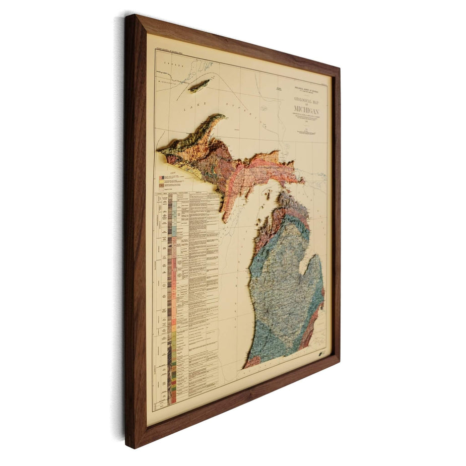 Beautiful Raised Relief 3D Map of Michigan from 1916 | Muir Way