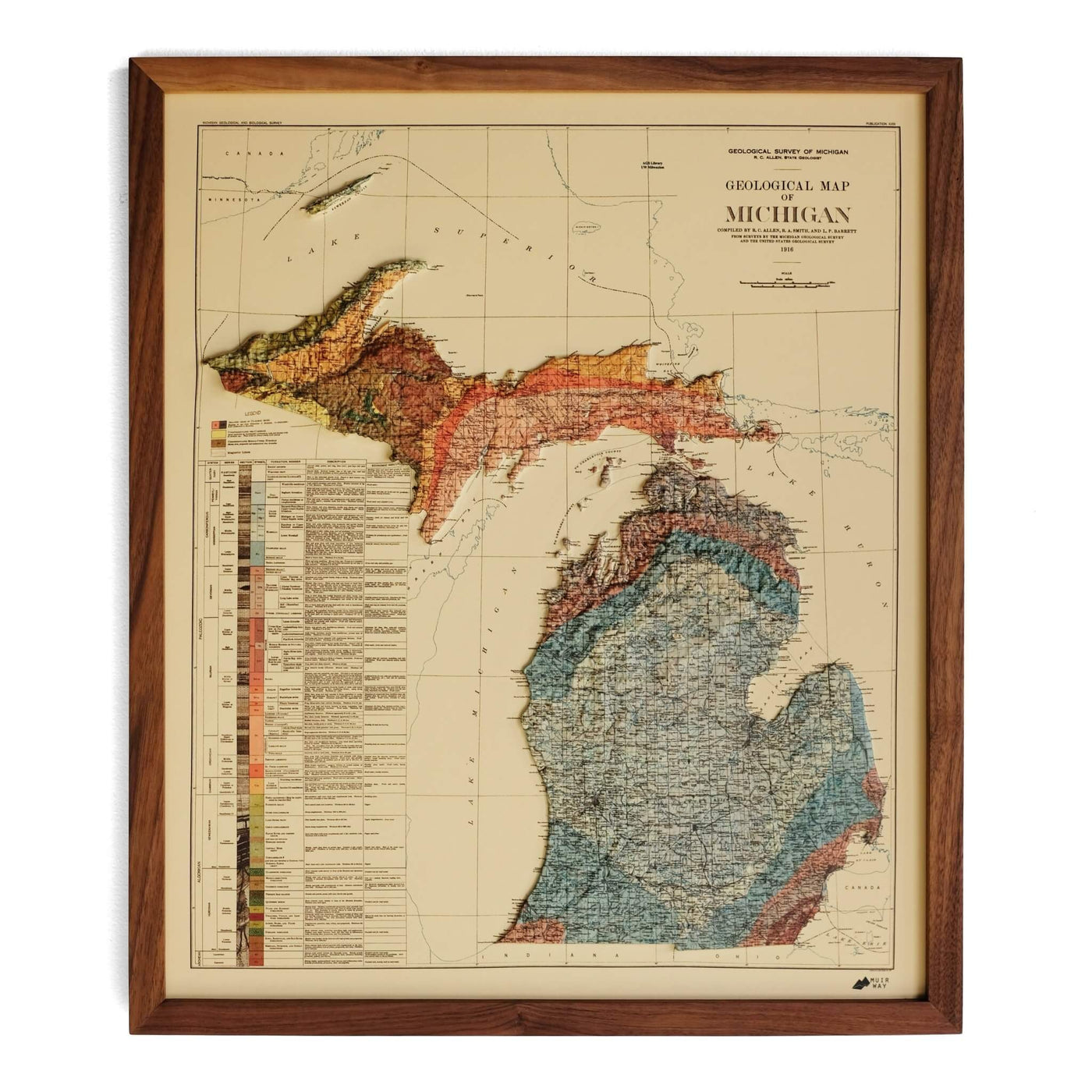 Shop Michigan Relief Maps | Elevation & Hydrological Maps - Muir Way