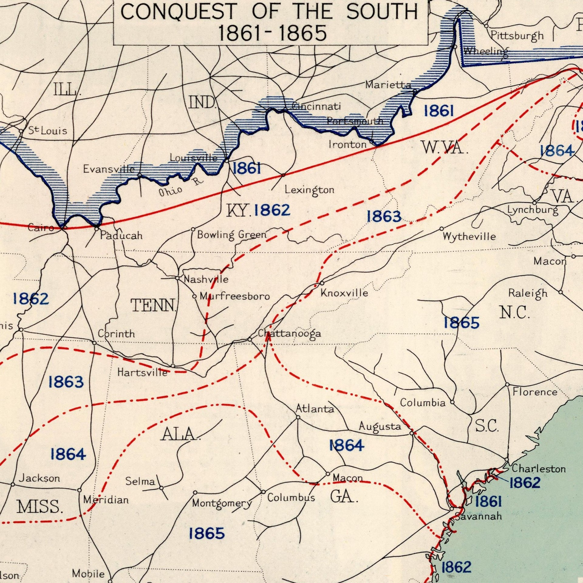 Civil War Battle Sites Map Print from 1861-1865 | Muir Way