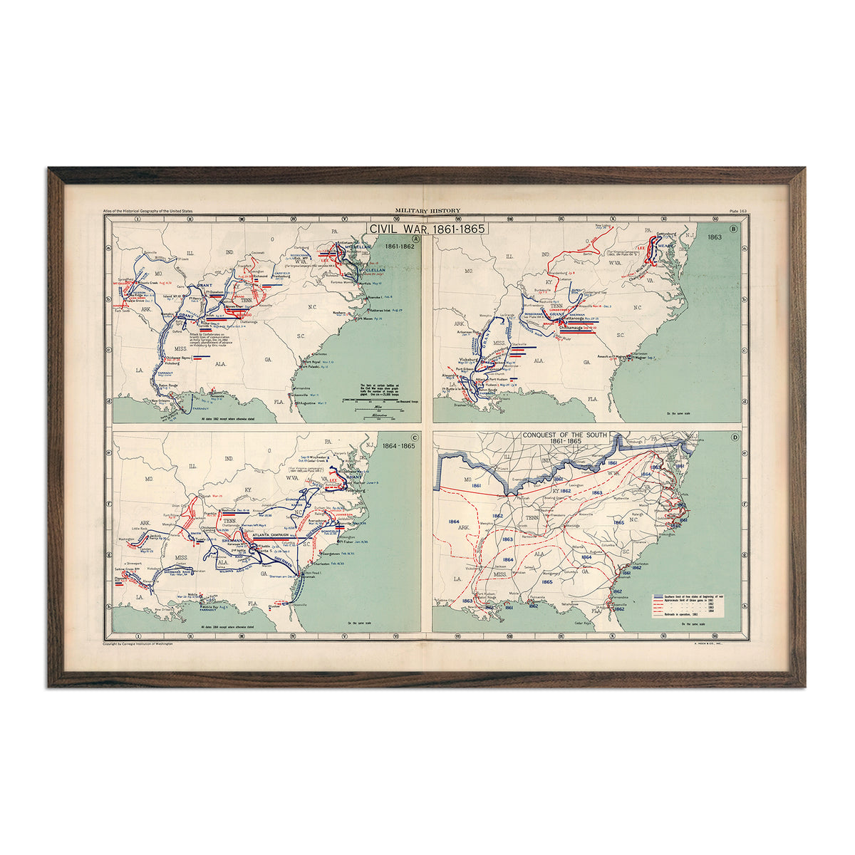 Civil War Battle Sites Map Print from 1861-1865 | Muir Way