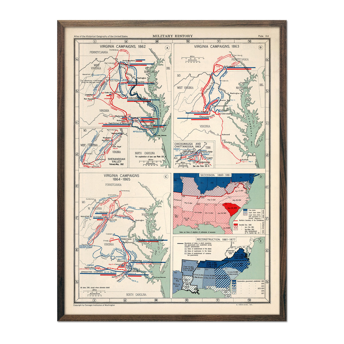Military History of the Virginia Civil War Campaigns Map Print – Muir Way