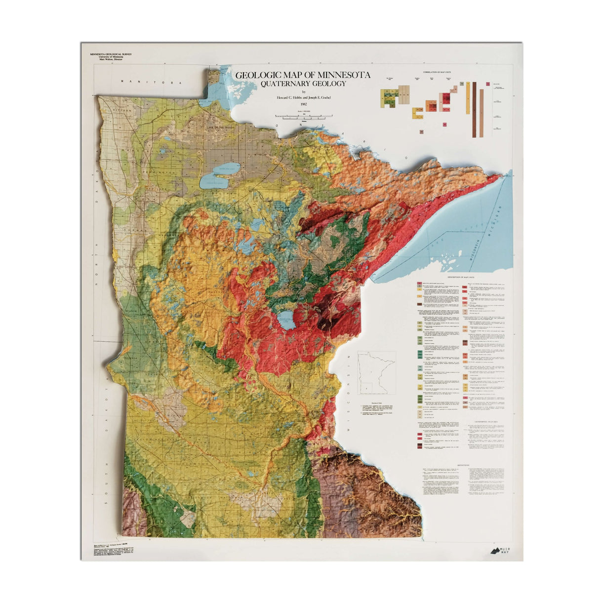 Beautiful Minnesota 3D Map from 1982 in Colorful Raised Relief – Muir Way