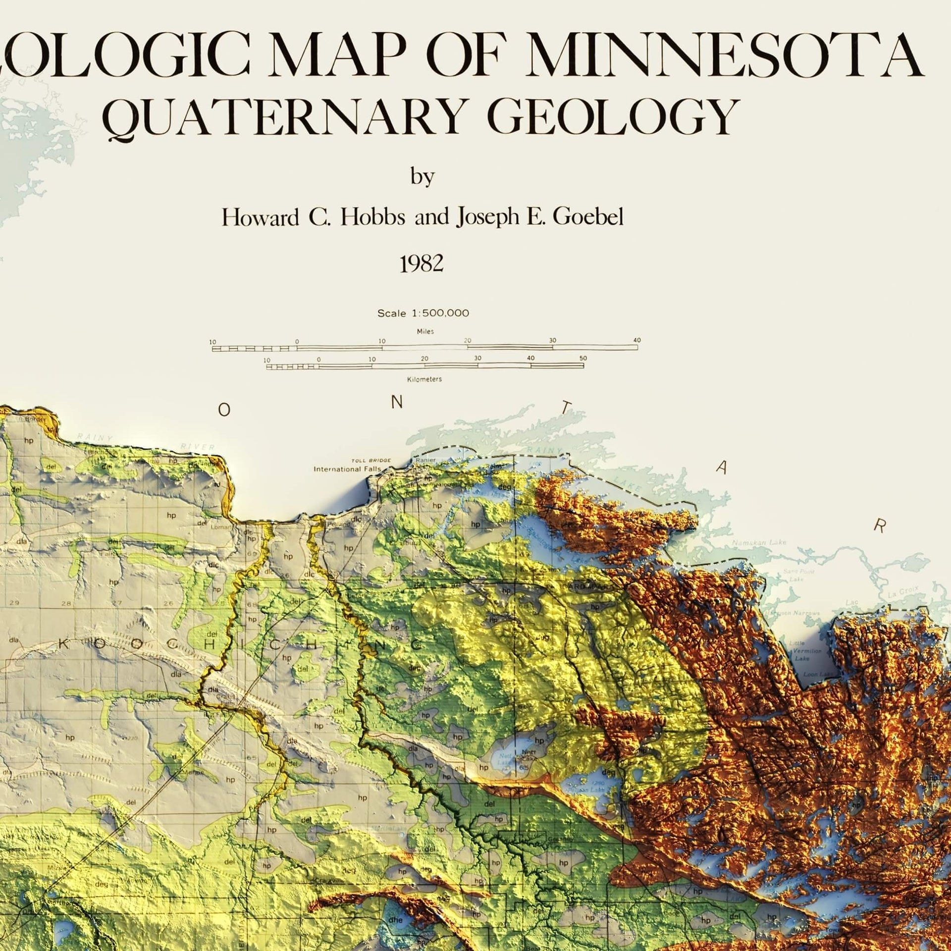 1982 Vintage Relief Map of Minnesota | Geological Map – Muir Way