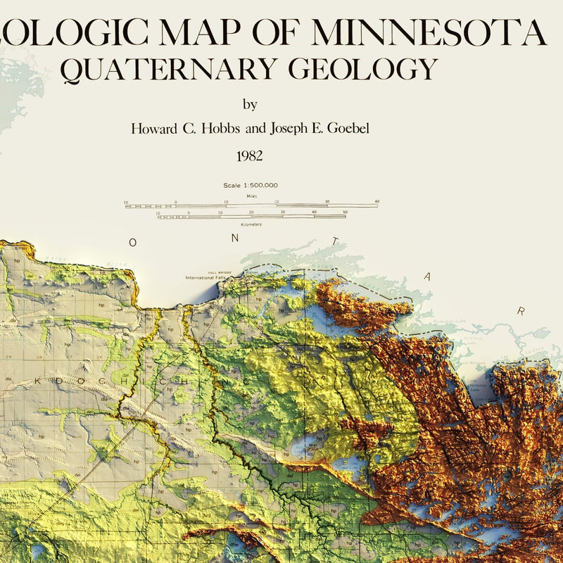 1982 Vintage Relief Map of Minnesota | Geological Map - Muir Way