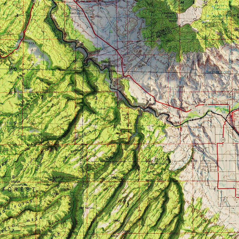 Moab, Utah 1969 Shaded Relief Map - Muir Way