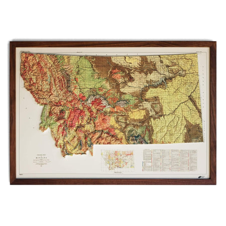 Raised Relief Montana 3D Map Print from 1983 | Muir Way