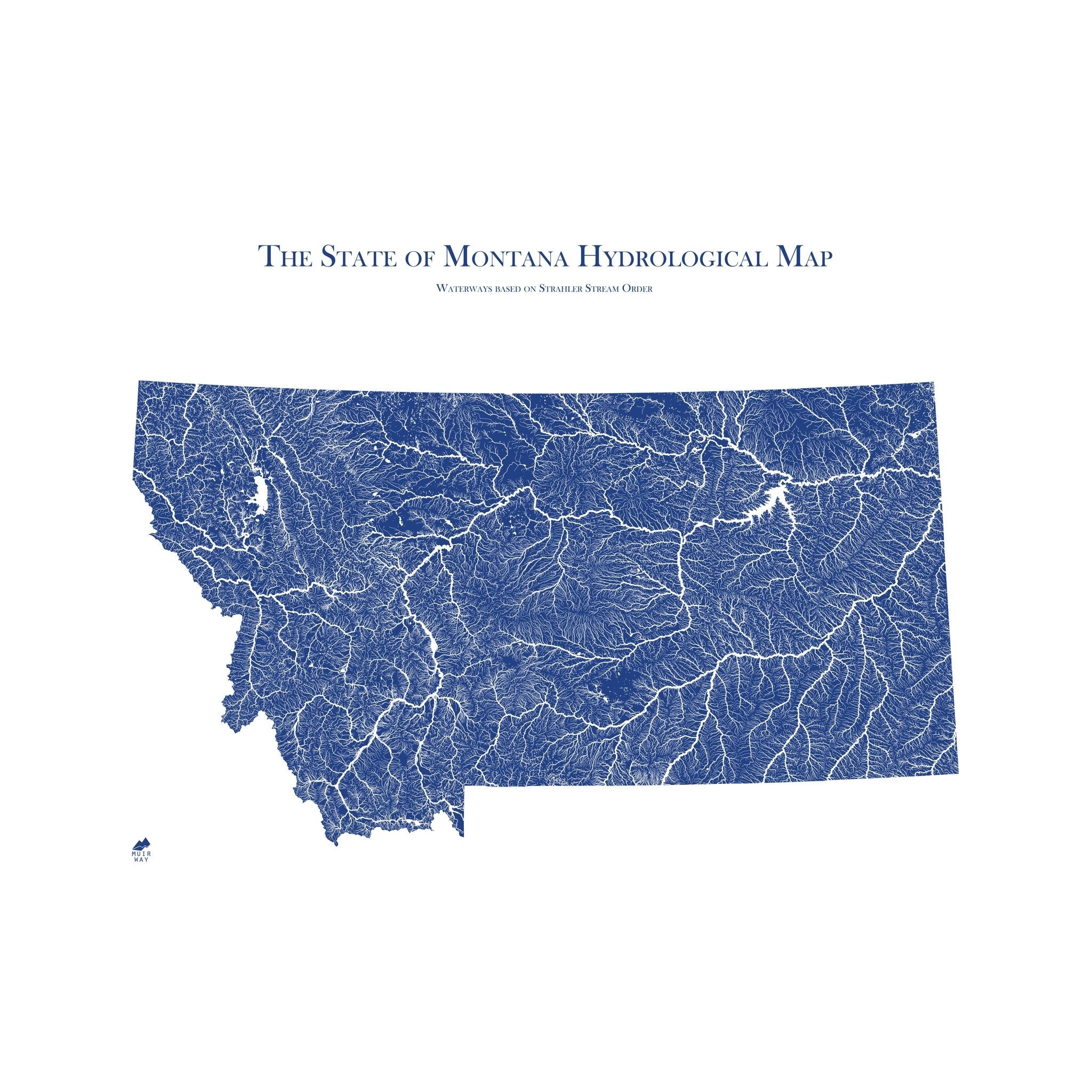 Montana Hydrology Series Map | Map of rivers, streams & more – Muir Way