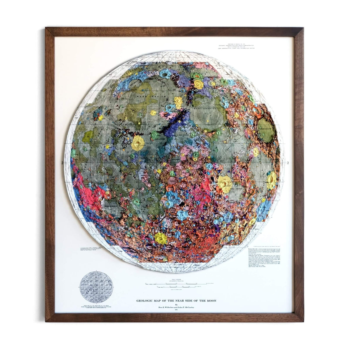 Beautiful Raised Relief 3D Geological Map of the Moon from 1971 | Muir Way