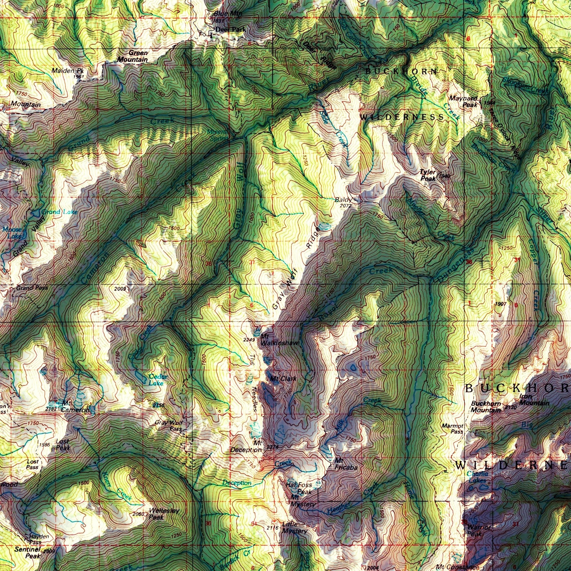 Mount Olympus, WA 1988 Shaded Relief Map – Muir Way