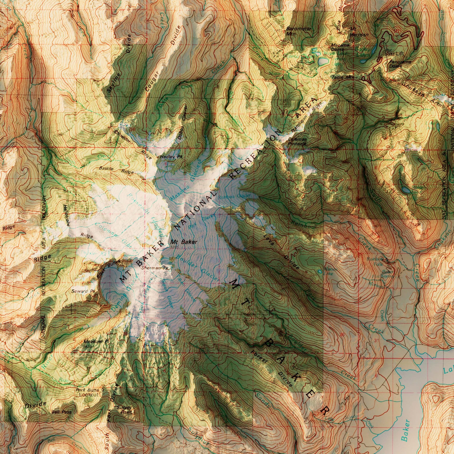 Mt Baker, WA 1979 Shaded Relief Map | Vintage Map Art – Muir Way
