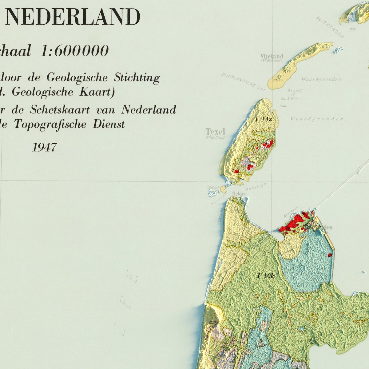 Enhanced Vintage Netherlands Relief Map (1947) | Muir Way