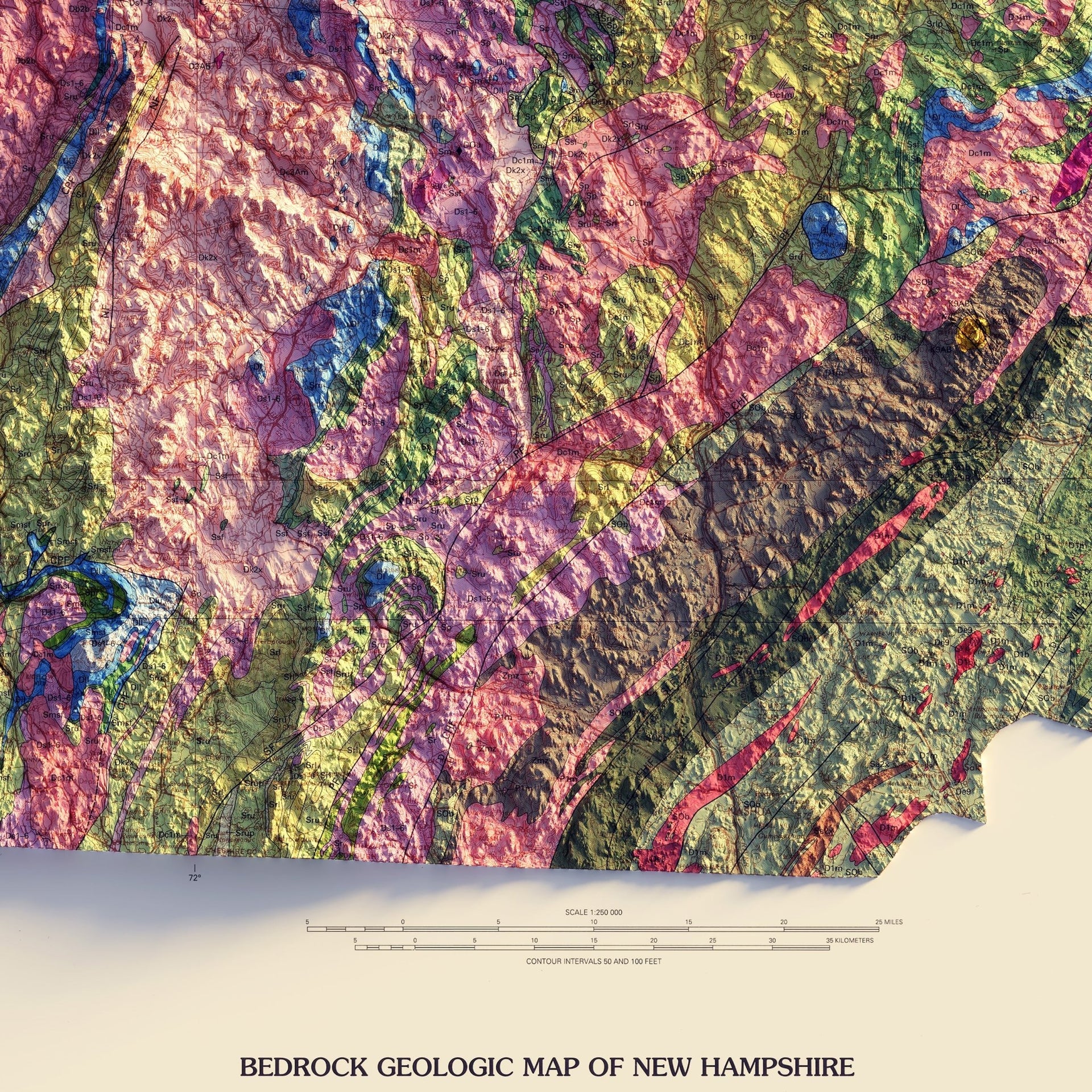 New Hampshire Relief Maps | Elevation & Hydrological Maps – Muir Way