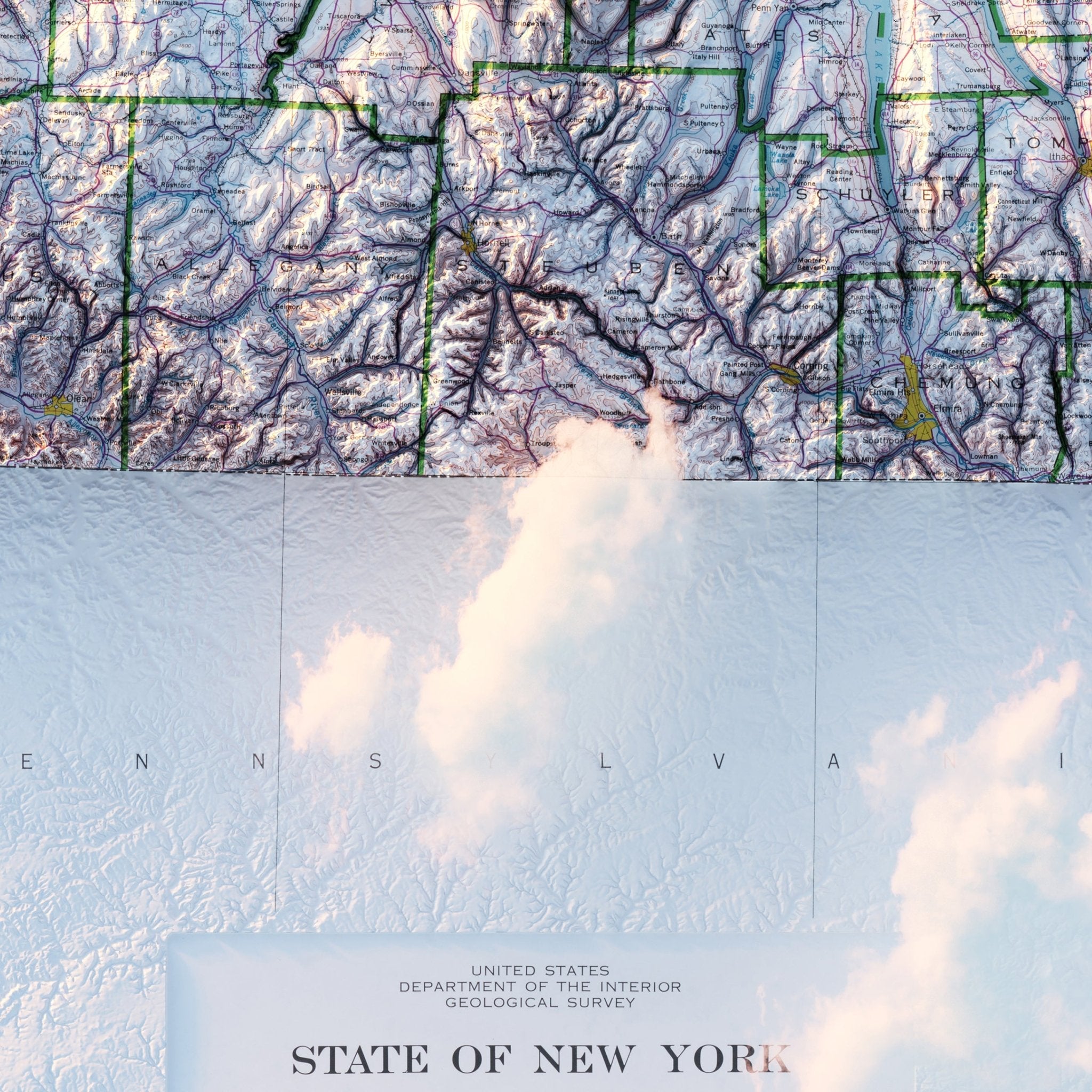 New York 1974 Shaded Relief Map – Muir Way