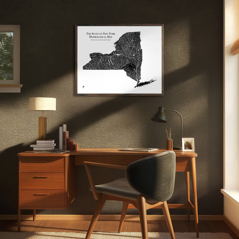 New York Hydrology Series Map | Map of rivers, streams & more – Muir Way