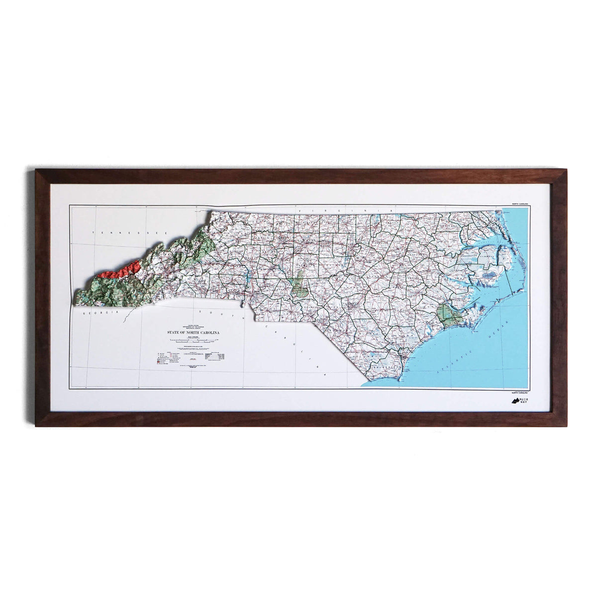 Beautiful Raised Relief 3D Map of North Carolina from 1985 | Muir Way