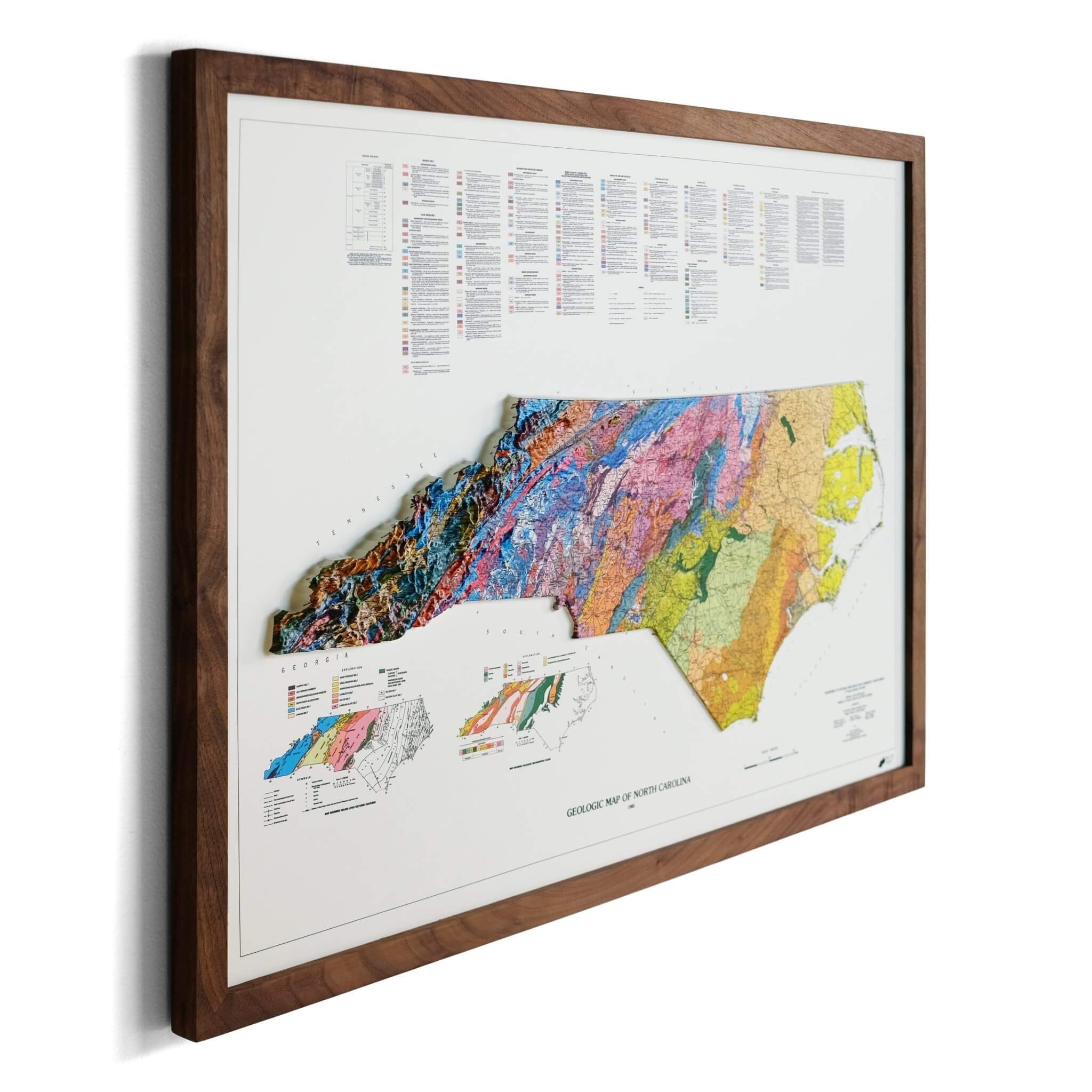 Beautiful Raised Relief 3D Map of North Carolina from 1985 | Muir Way