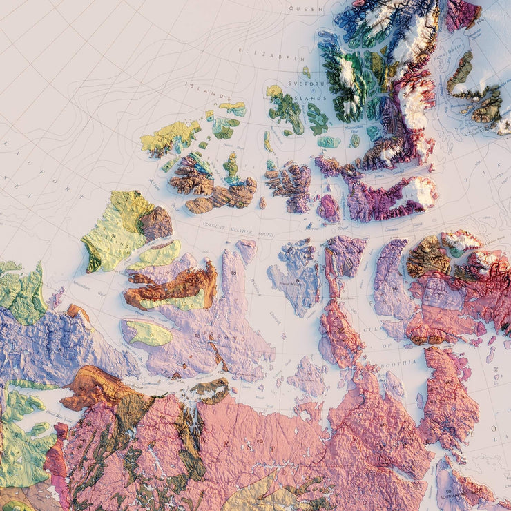 North America 1965 Shaded Relief Map – Muir Way