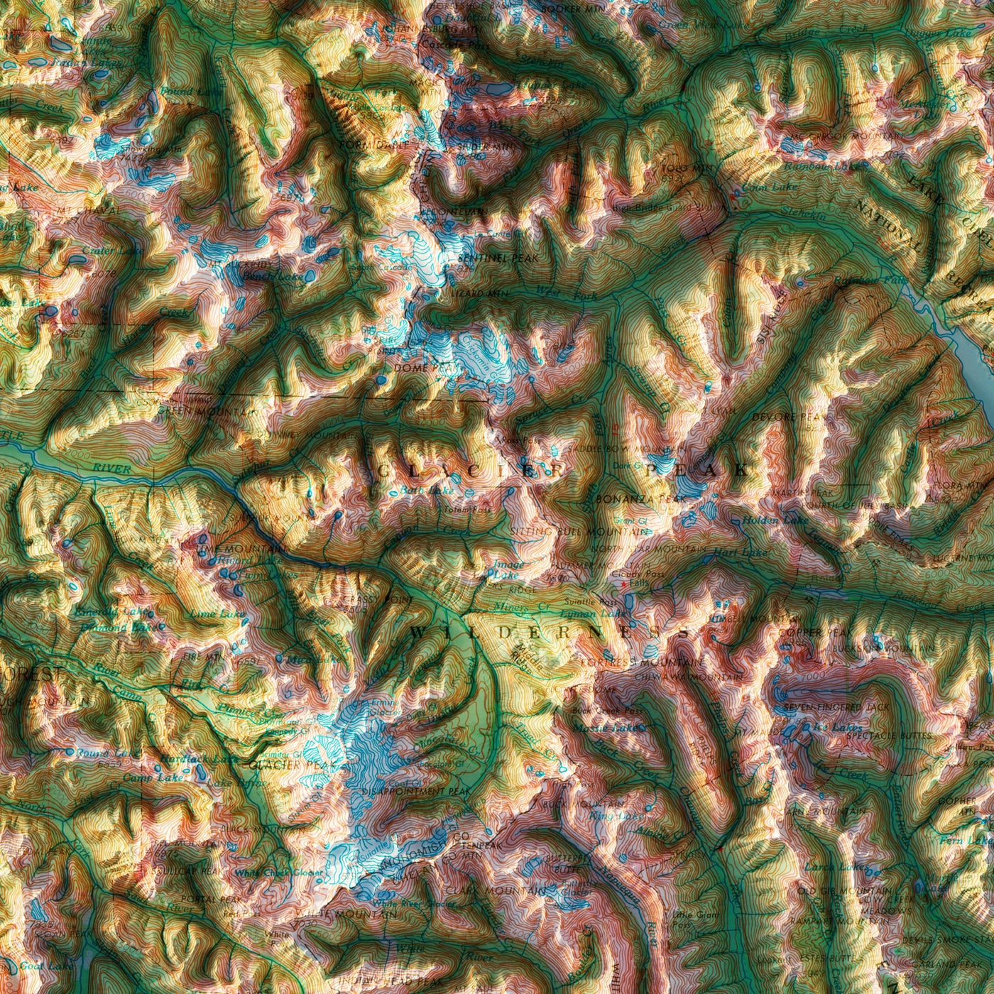 North Cascades National Park 1979 Shaded Relief Map – Muir Way