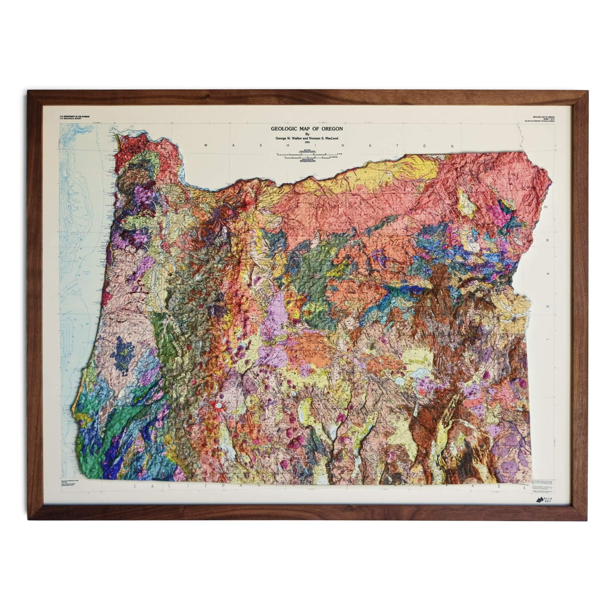 Stunning Oregon 3D Map from 1991 in Vivid Raised Relief – Muir Way