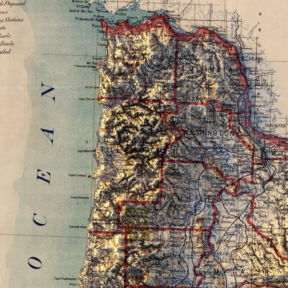 Vintage Oregon Relief Map (1897) | Muir Way