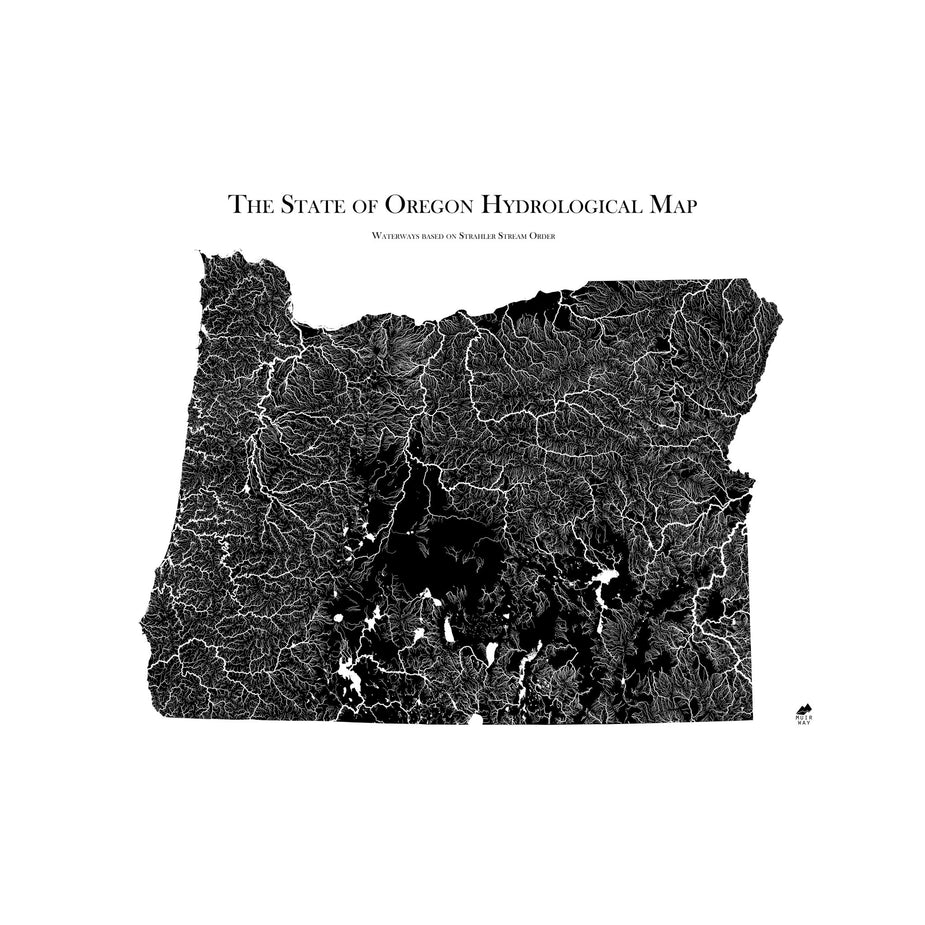 Oregon Hydrology Series Map | Map of rivers, streams & more – Muir Way