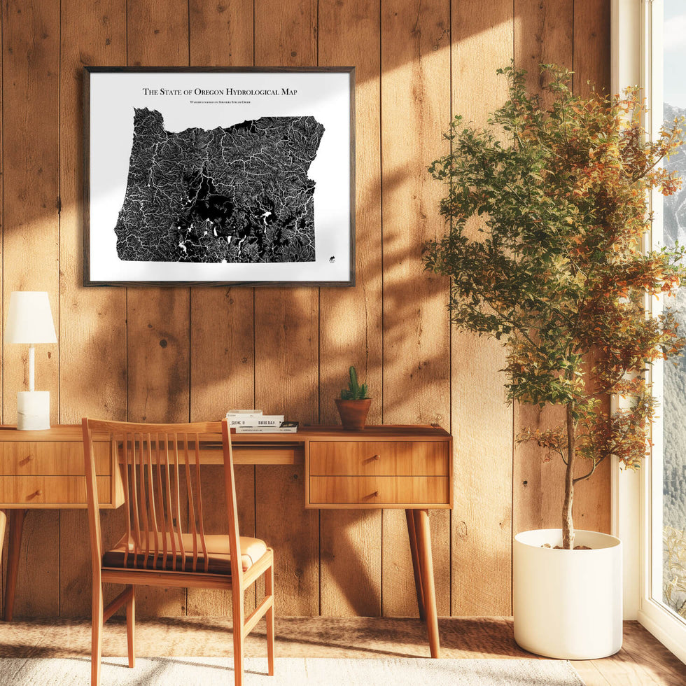 Oregon Hydrology Series Map | Map of rivers, streams & more – Muir Way