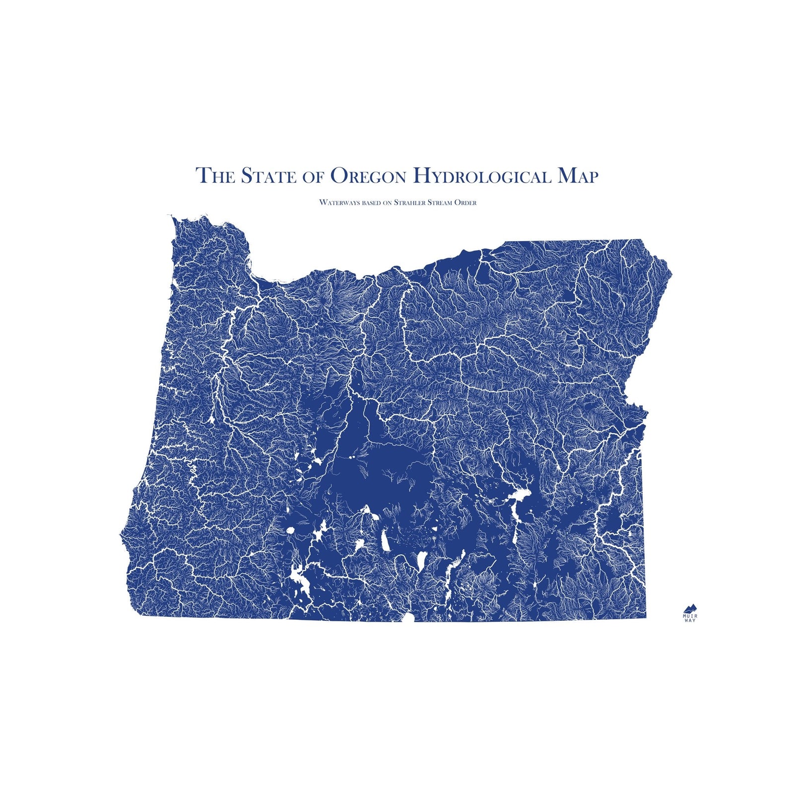 Oregon Hydrology Series Map | Map of rivers, streams & more – Muir Way
