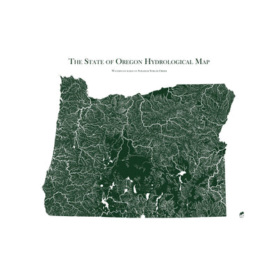 Oregon Hydrology Series Map | Map of rivers, streams & more - Muir Way