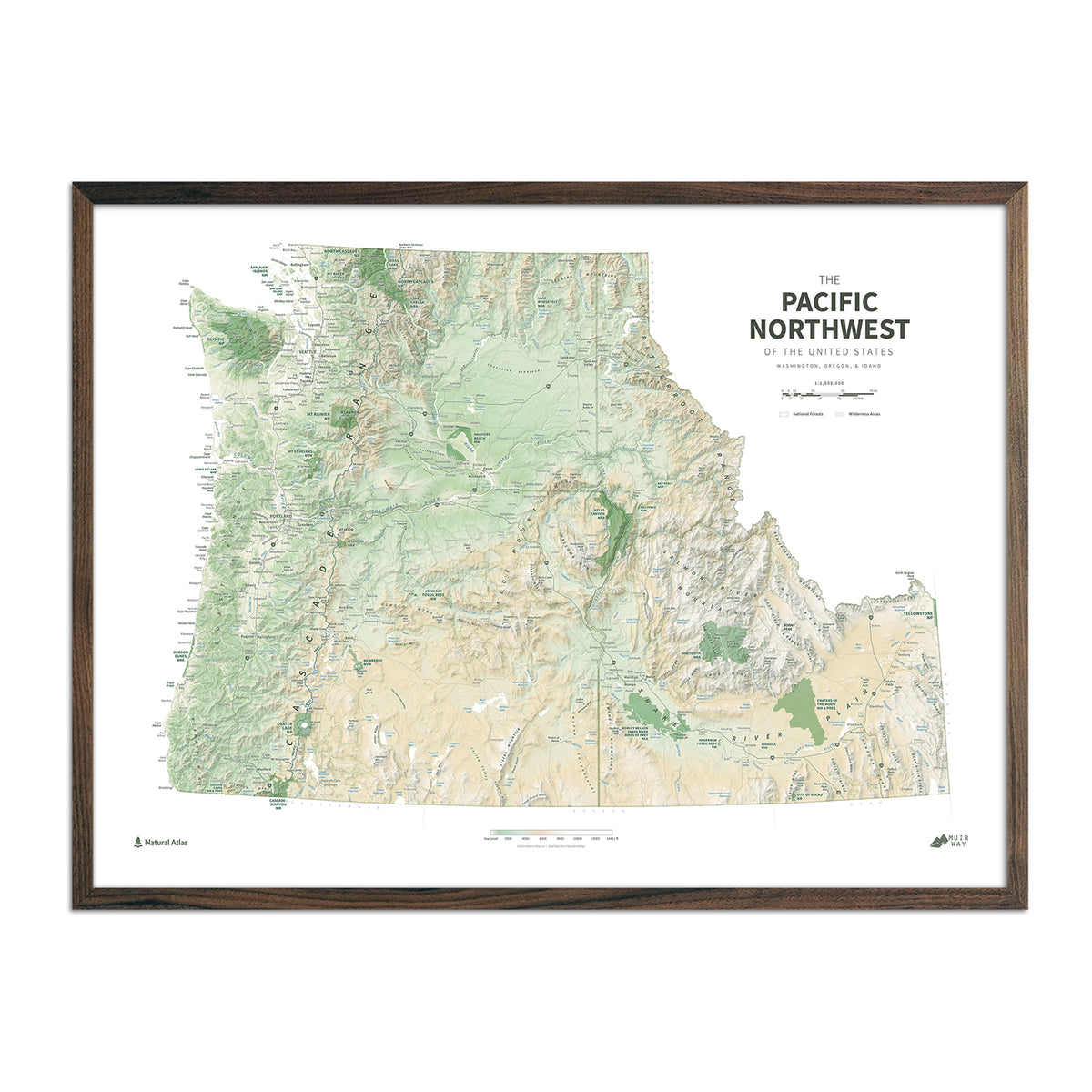 Pacific Northwest Relief Map | Muir Way