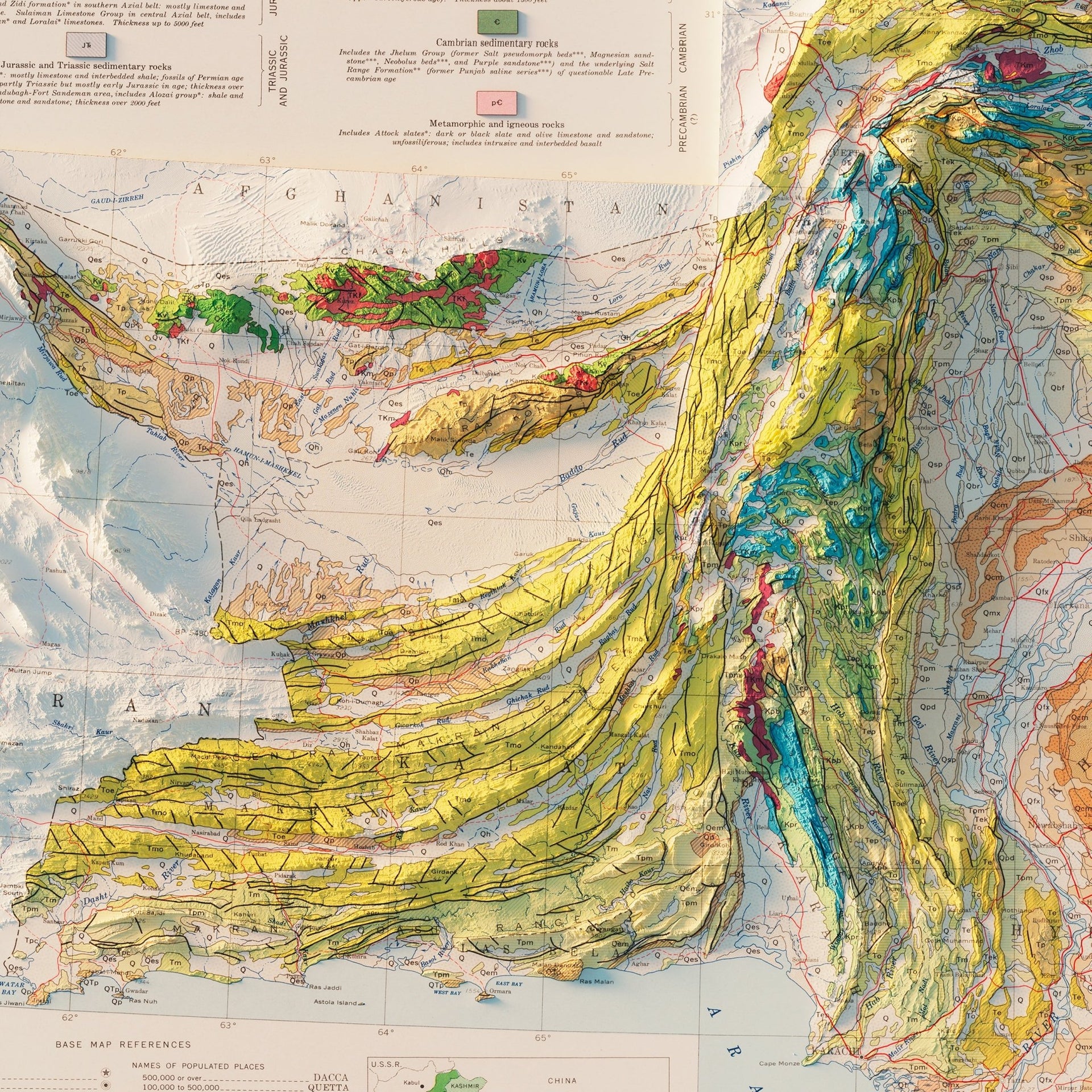 Relief Map of Pakistan (1964) Relief Map | Vintage Elevation map – Muir Way