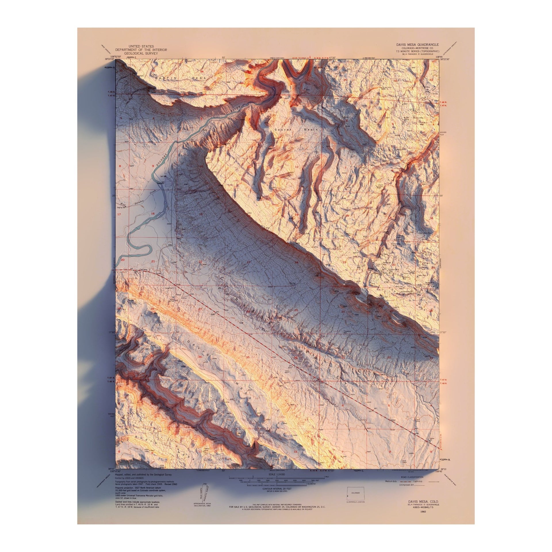 Paradox Valley, Colorado 1960 Shaded Relief Map – Muir Way