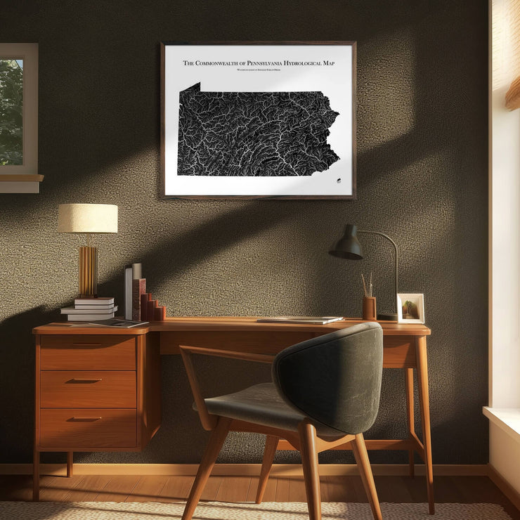 Pennsylvania Hydrology Series Map | Map of rivers, streams & more ...