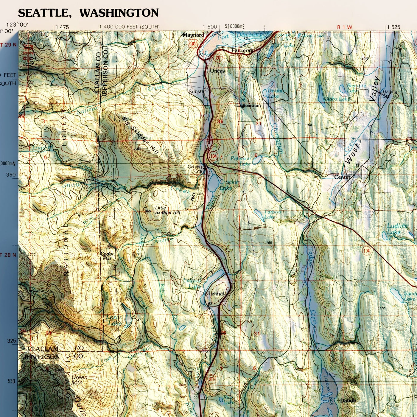 Seattle 1992 Shaded Relief Map – Muir Way