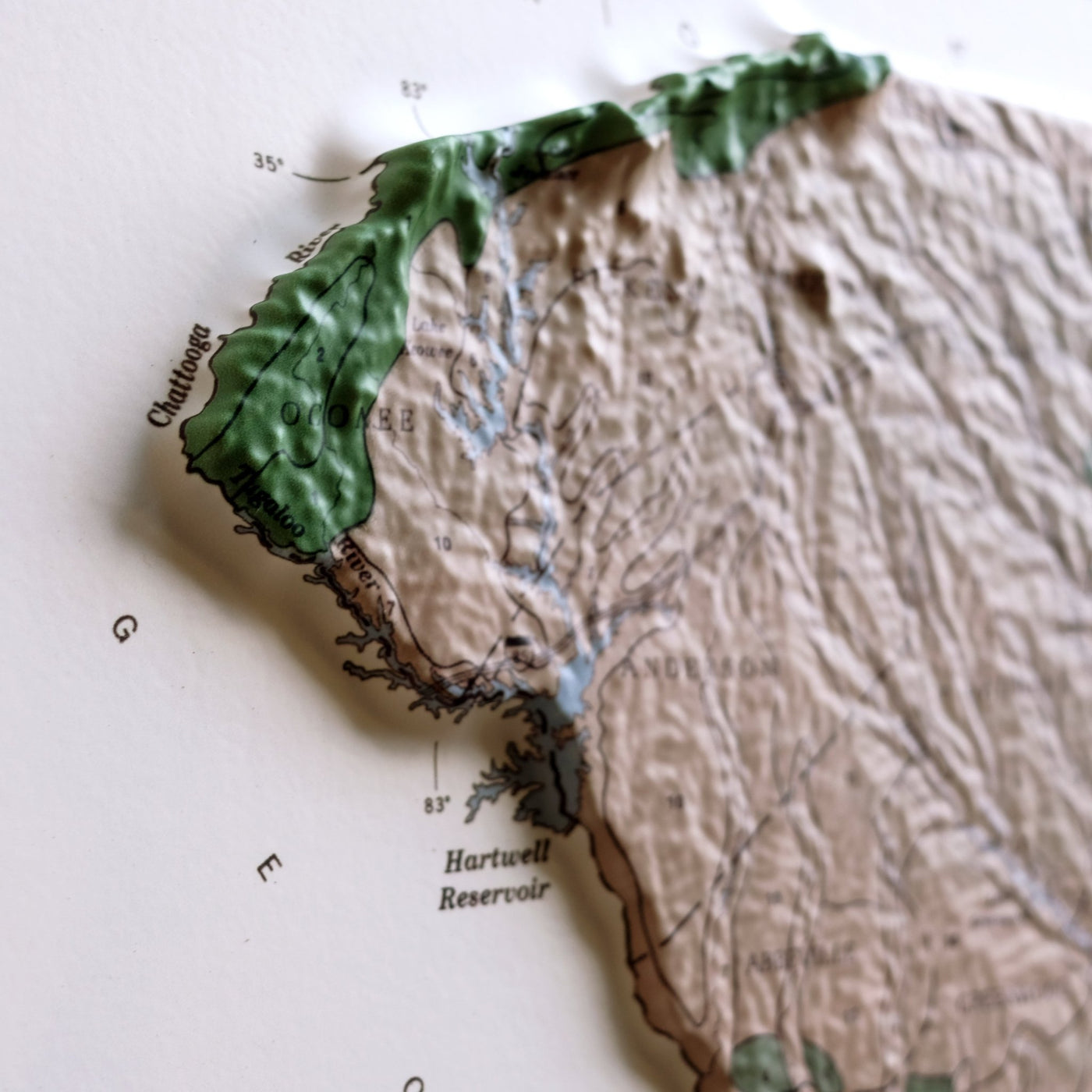 Raised Relief 3D Map of South Carolina from 1979 | Muir Way