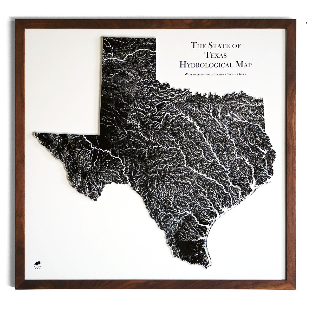 Texas Hydrological Map in 3D Raised Relief | Muir Way