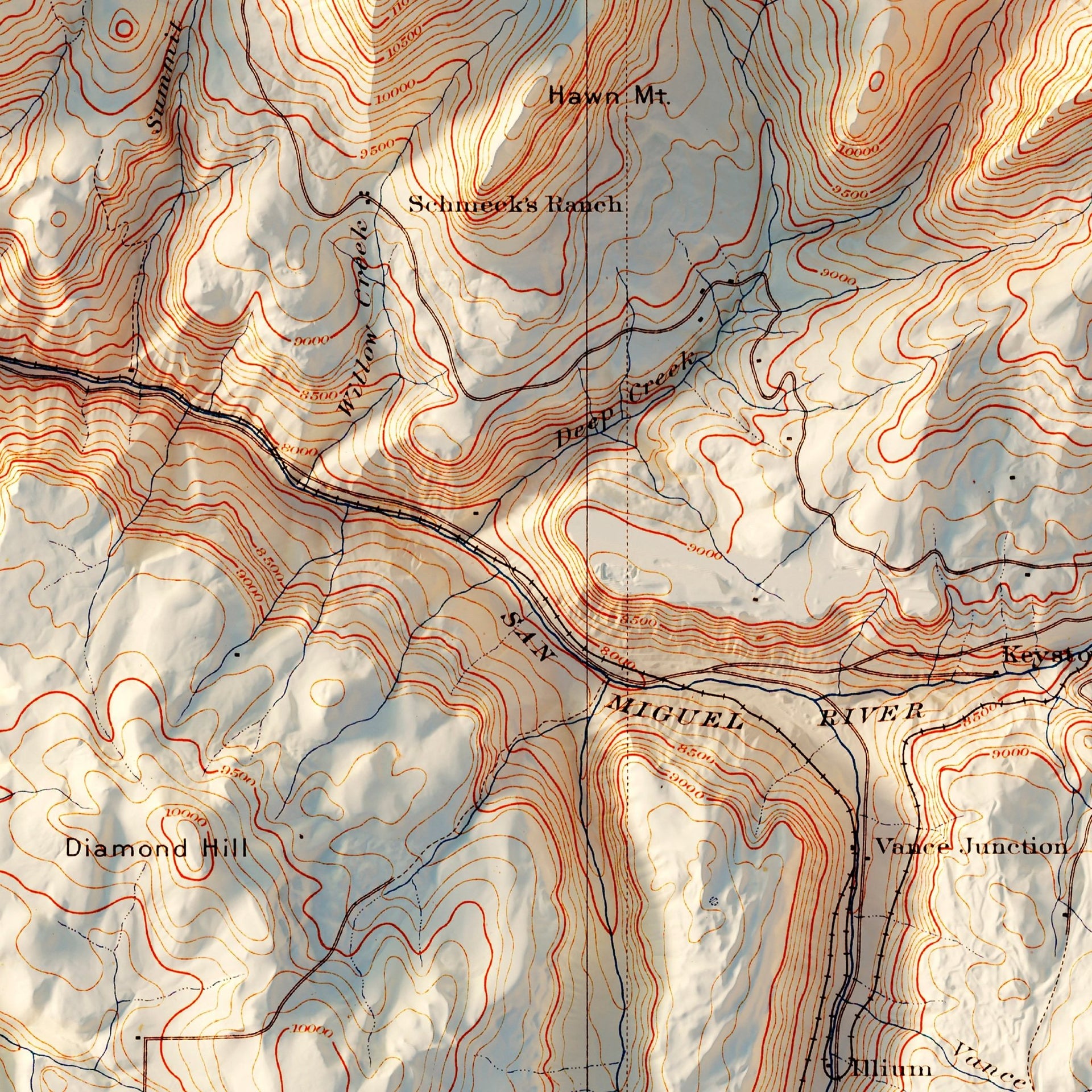 Telluride, Colorado 1904 Shaded Relief Map – Muir Way