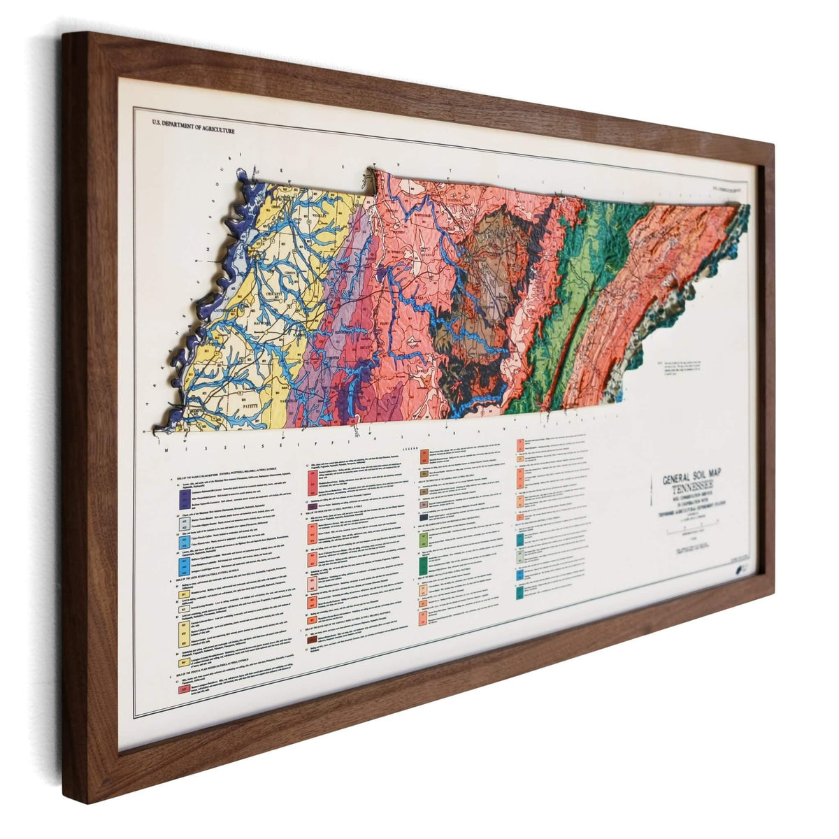Beautiful Raised Relief 3D Map of Tennessee from 1978 | Muir Way